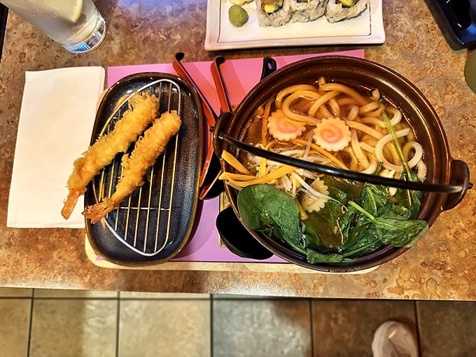 A soul-warming bowl of udon noodles shares the spotlight with golden tempura shrimp&mdash;comfort food that speaks both Japanese and Midwestern.