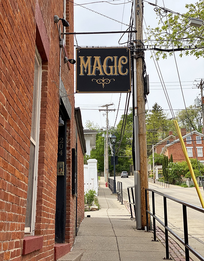 The Magic Theatre sign hints at illusions and wonder tucked away on this charming hillside street.