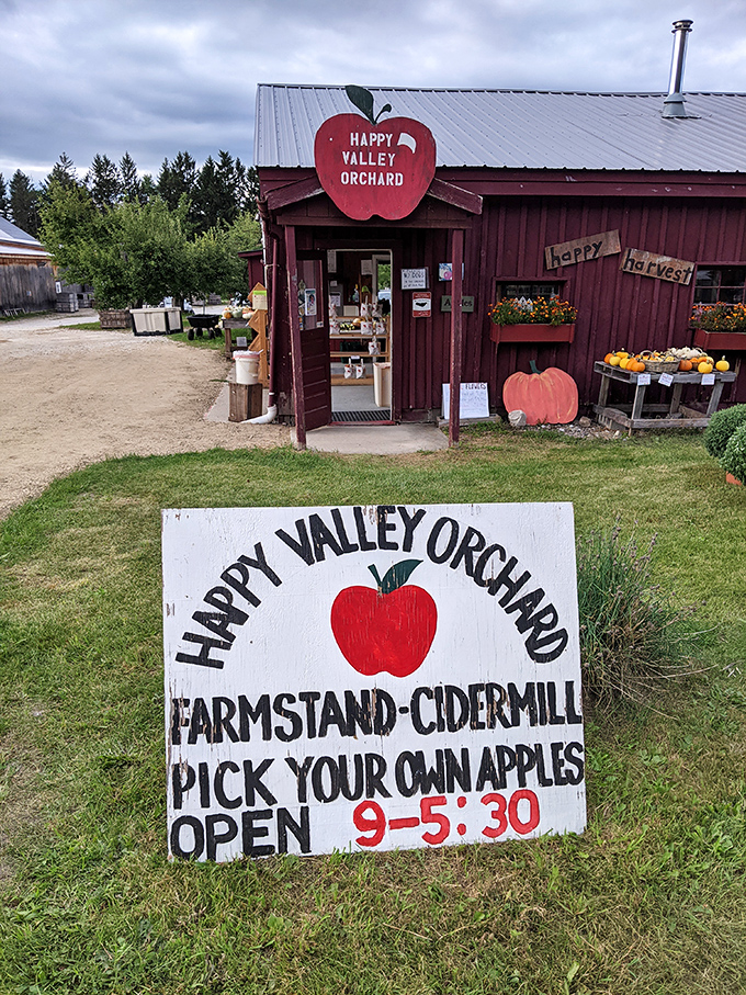 "Open 9-5" – the most inviting hours in Vermont when they lead to rows of trees waiting for your picking pleasure.