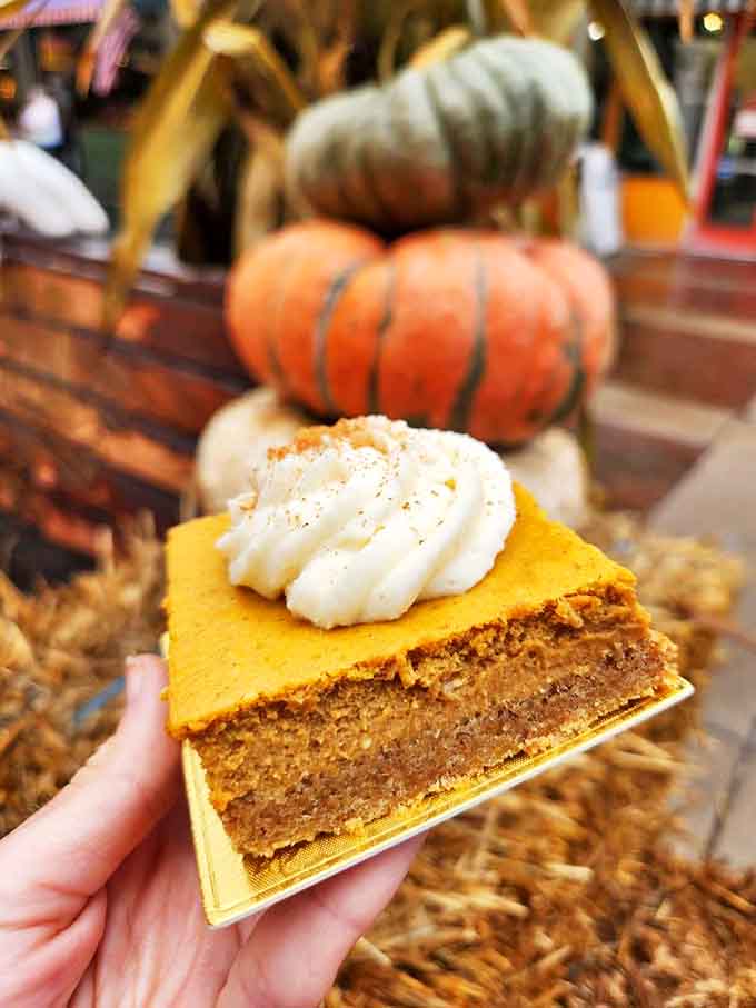 Fall on a plate: this pumpkin cheesecake with whipped cream would make even a pumpkin spice latte jealous.