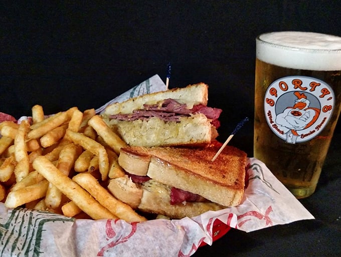 Reuben, Reuben, it's good for your heart! This sandwich stacks up higher than a Midwest snow drift.