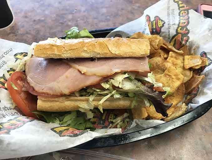 The Italian sub comes stacked with quality meats and toppings on a sesame seed roll that holds everything together beautifully.