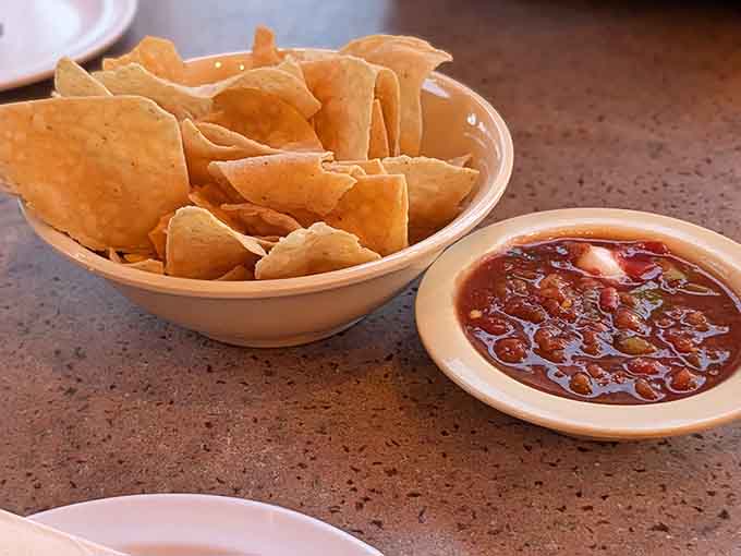 Fresh tortilla chips and salsa start your meal right, like the opening act that gets everyone excited for the main event.