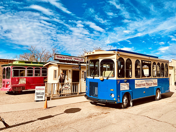 Tombstone's trolleys offer a rolling history lesson, perfect for resting tired feet while soaking up tales of silver strikes and shootouts.