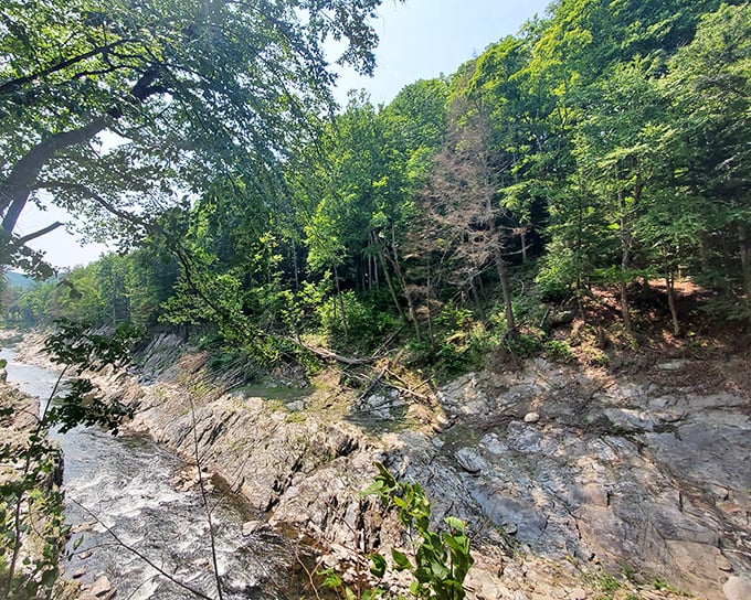 Riverside geology on display: these rocks have stories to tell, if you've got 13,000 years to listen.