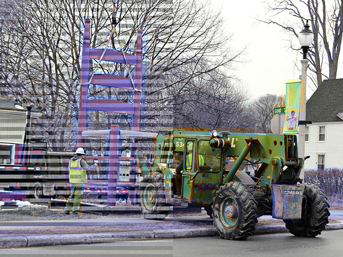 Workers use heavy equipment to move or maintain the massive structure. When your furniture requires construction equipment, you know you've entered the big leagues of home d&eacute;cor.