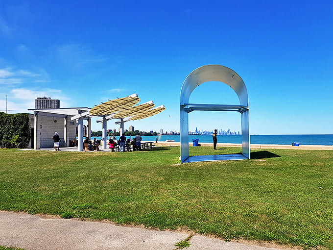 Modern amenities blend seamlessly with natural beauty, making Rainbow Beach Park a comfortable destination for day-long lakefront enjoyment.