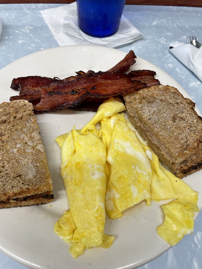 Eggs, toast, and bacon &ndash; the breakfast holy trinity executed with the reverence it deserves.