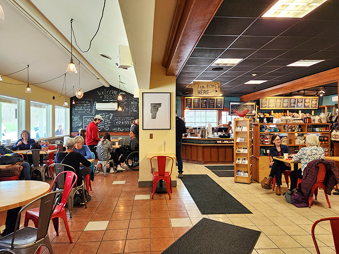 The bustling caf&eacute; area where locals and visitors alike gather to worship at the altar of good bread.