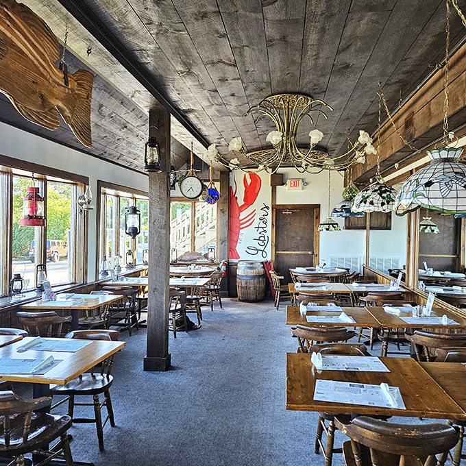 Rustic wooden beams and nautical touches create the perfect backdrop for seafood feasting &ndash; like dining in a ship captain's quarters.