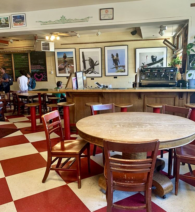 The dining area feels like your coolest friend's kitchen, if that friend happened to be an excellent baker with great taste in furniture.