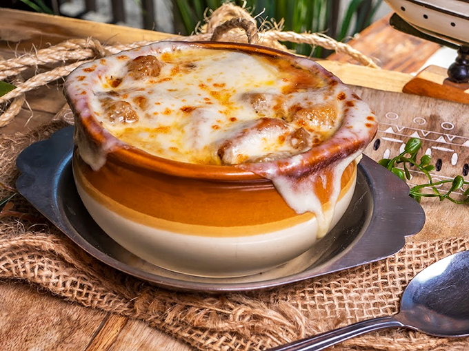 Cheese pull alert! This French onion soup is so good, it might make you forget you're in Florida, not France.