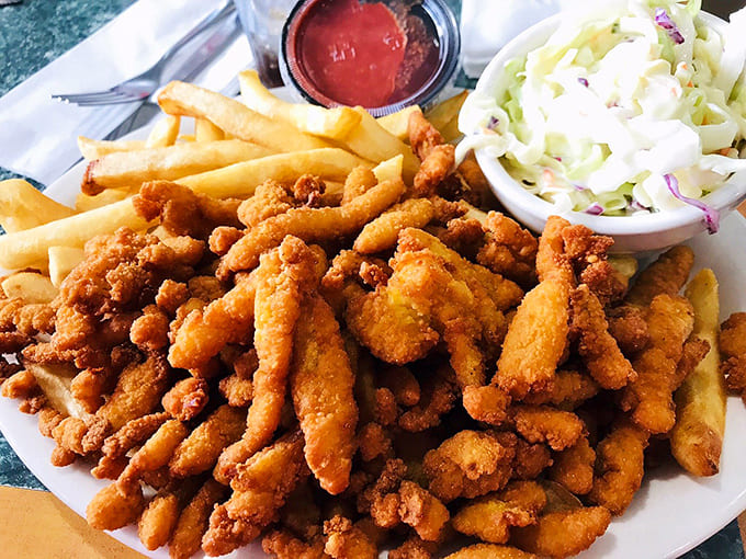 These golden-fried treasures from the sea aren't just a portion&mdash;they're an entire maritime expedition on a plate, perfectly crisp and delicious.