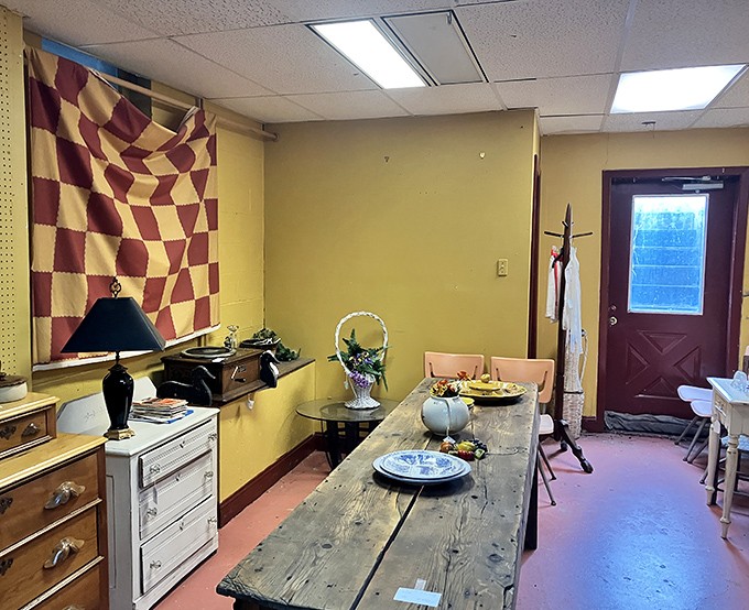 This rustic kitchen setup has hosted more imaginary pioneer meals than an Oregon Trail reenactment. That farmhouse table has stories to tell!