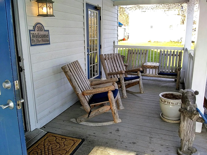 This porch is so inviting, you half expect Norman Rockwell to pop out and paint you.