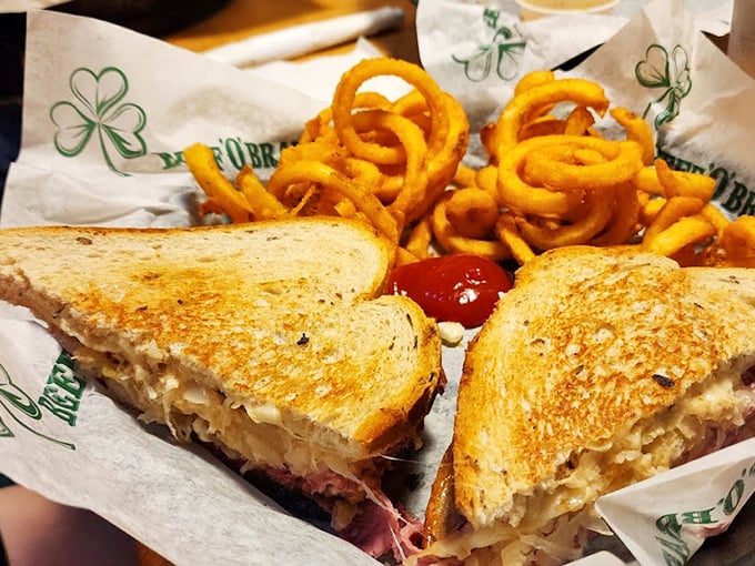 The Reuben sandwich that launched a thousand cravings &ndash; grilled to perfection with those signature curly fries that are impossible to stop eating.