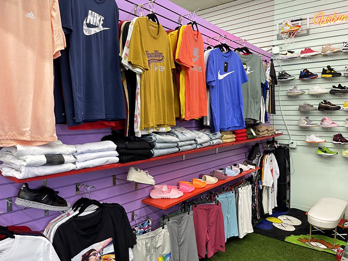 The T-shirt section offers everything from designer knockoffs to vacation memories, proving Florida fashion is whatever makes you smile.