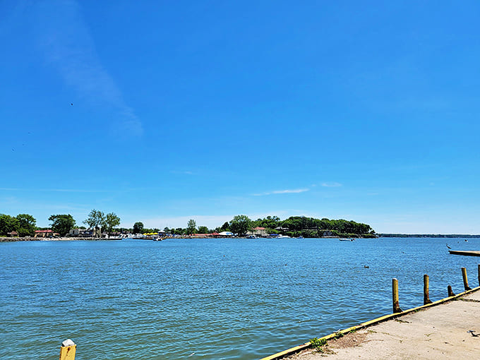 The gentle curve of Catawba's shoreline creates a natural walking path where every step crunches satisfyingly underfoot, nature's version of bubble wrap.