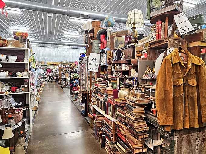 Every booth tells a different story, with vendors specializing in everything from delicate porcelain to rugged farmhouse tools.