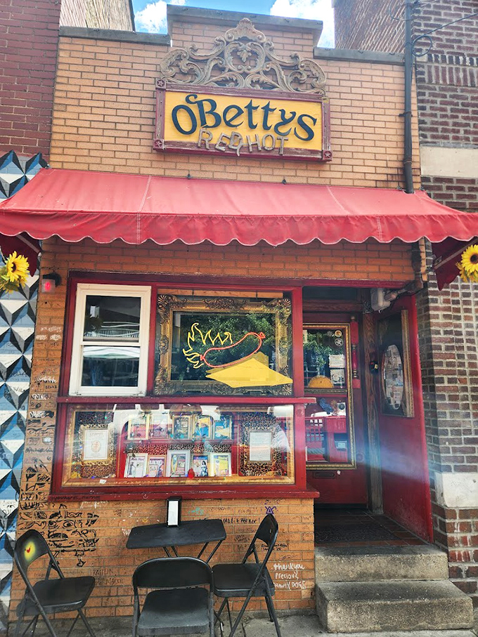 O'Betty's Red Hot combines a gourmet hot dog joint with a quirky museum. The brick storefront with its bright red awning has been satisfying hungry Athens visitors for years.