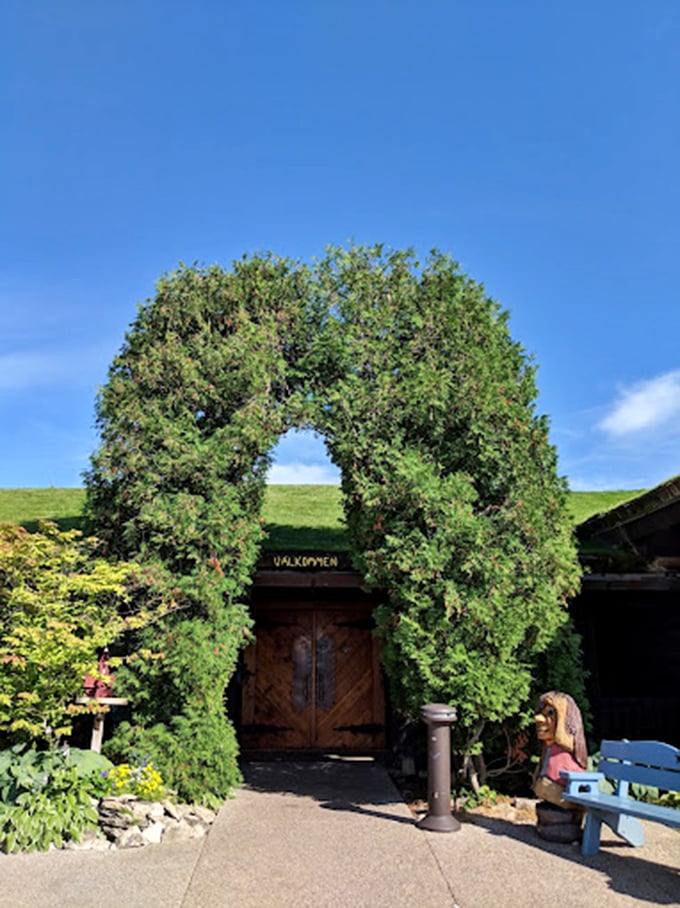 Where else can you enjoy Swedish meatballs while watching rooftop lawn maintenance? It's dining with a view, Wisconsin style!