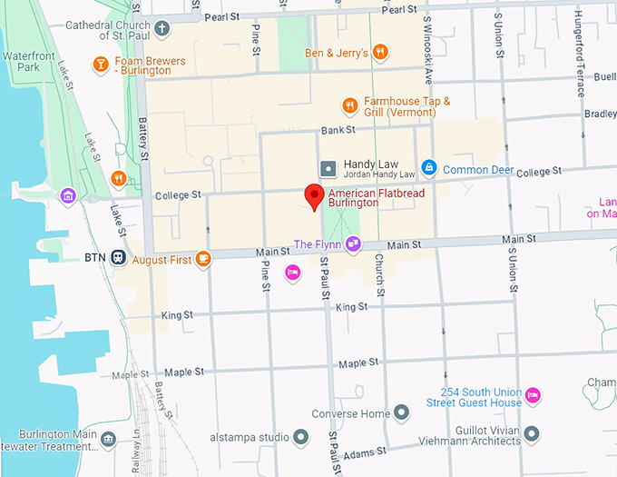 american flatbread burlington 10 map