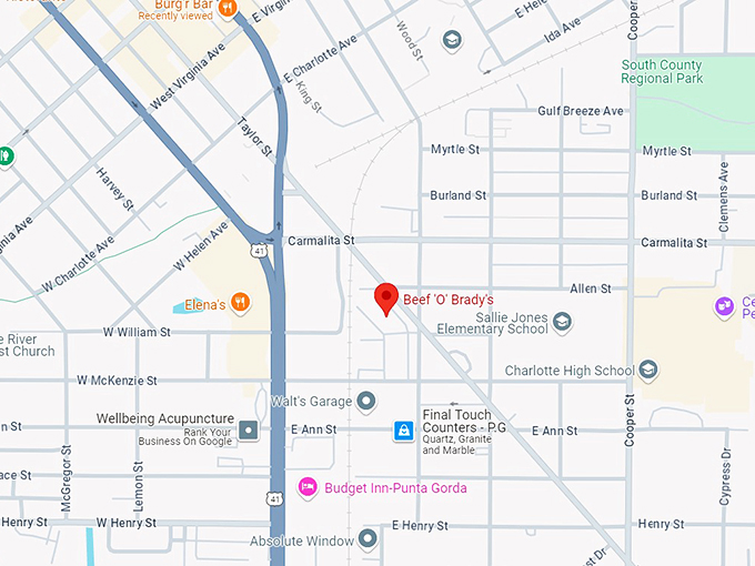 beef 'o' brady's 10 map