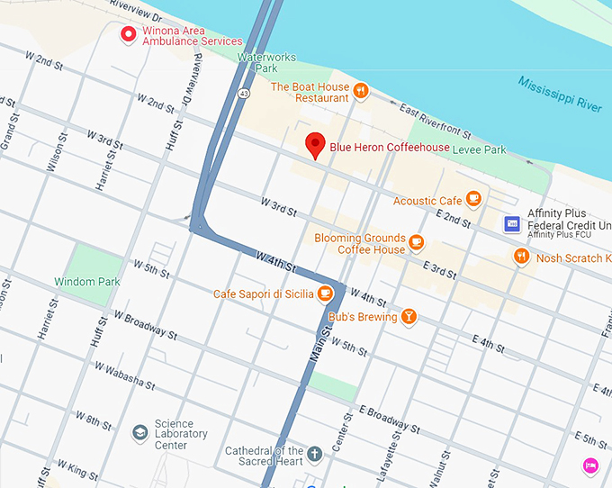 blue heron coffeehouse 10 map