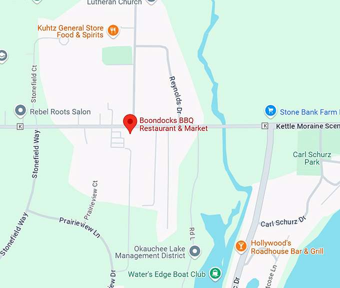boondock&rsquo;s bbq restaurant and market map