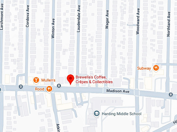 brewella&rsquo;s coffee & crepes map