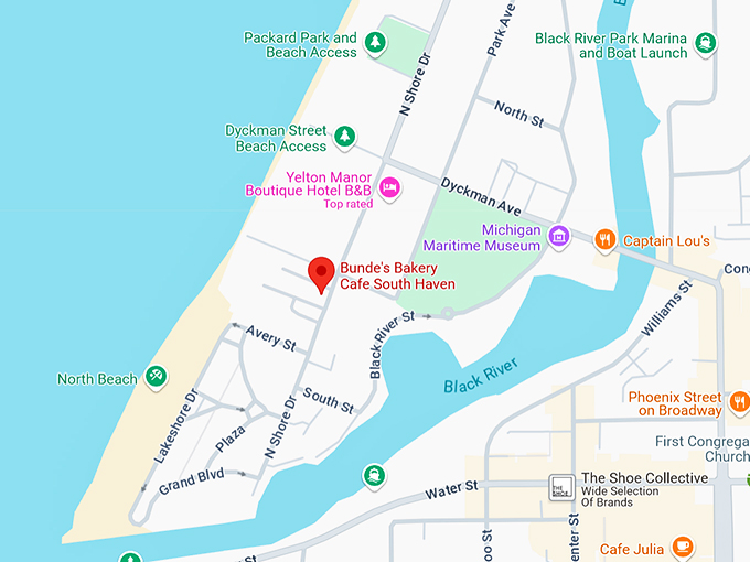 bunde's bakery cafe 10 map