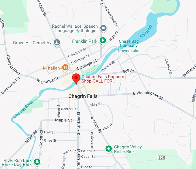 chagrin falls popcorn shop map
