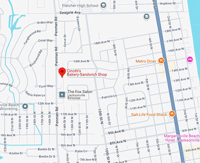 cinotti's bakery sandwich shop 10 map