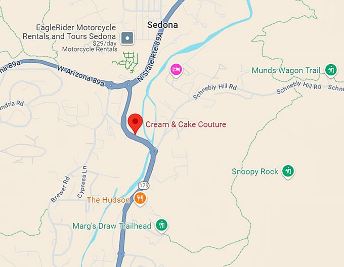 cream & cake couture sedona, az 10 map