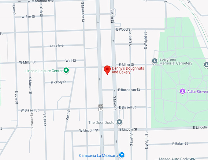 denny's doughnuts and bakery 10 map