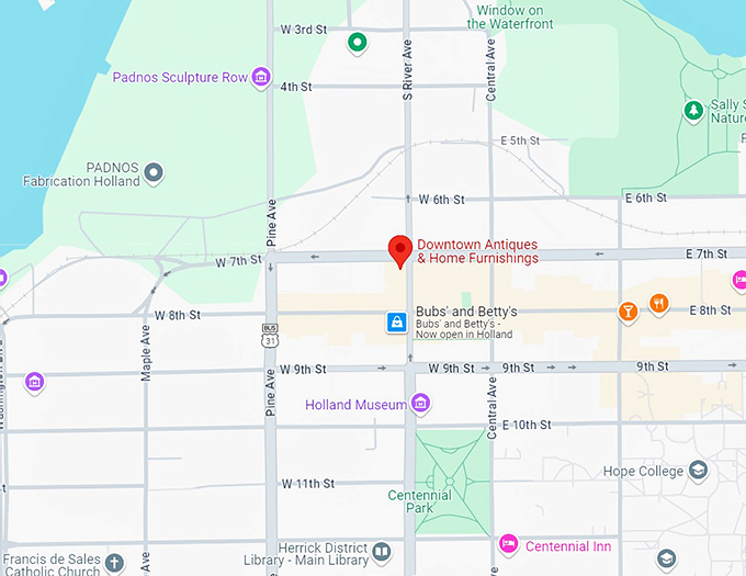 downtown antiques & home furnishings 10 map