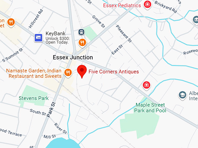 five corners antiques map