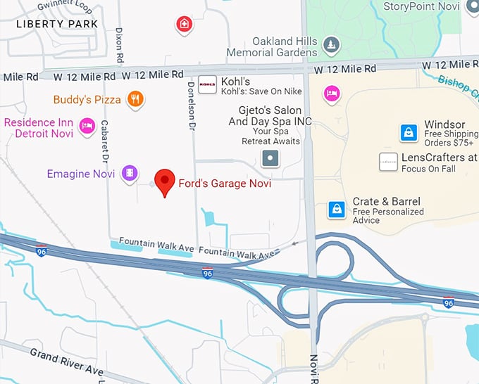 ford garage novi 10 map