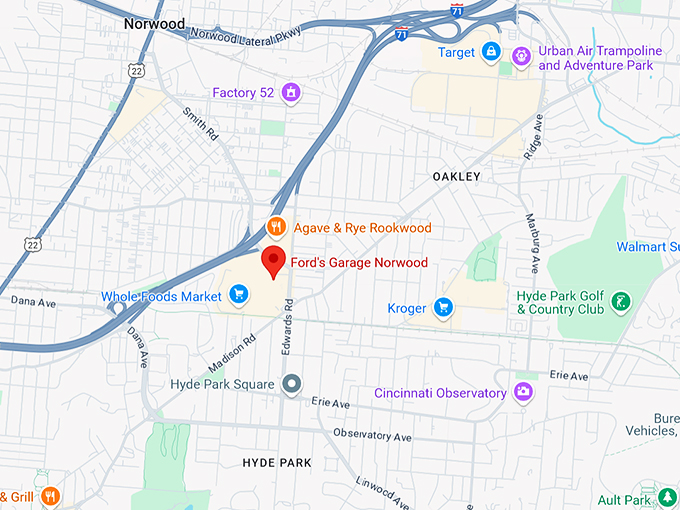 ford's garage norwood 10 map