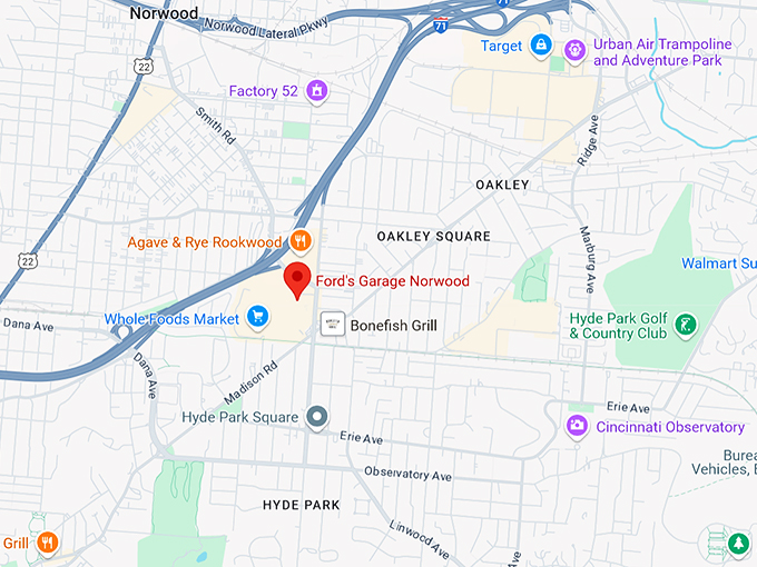 ford's garage norwood 10 map