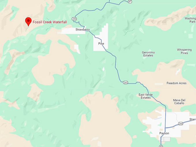 fossil creek waterfall 10 map
