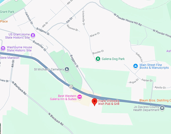 frank o'dowd's irish pub & grill 10 map