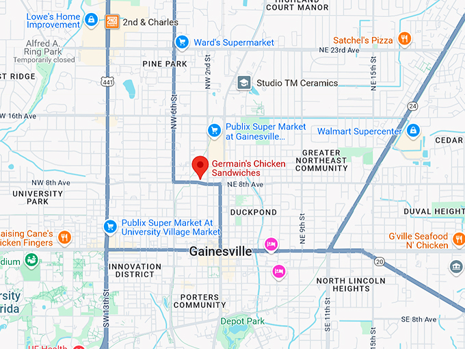 germain's chicken sandwiches 10 map