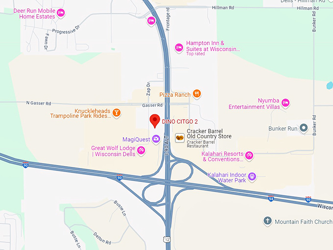 giant sinclair dinosaur at dino citgo 2 10 map