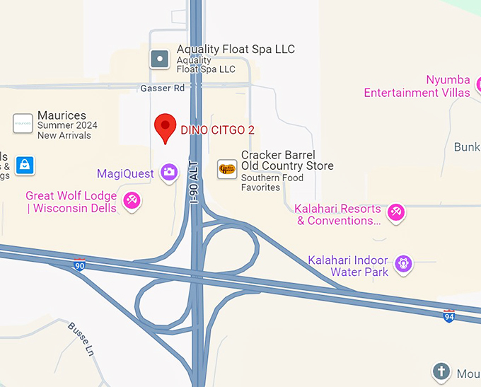 giant sinclair dinosaur at dino citgo 2 10 map