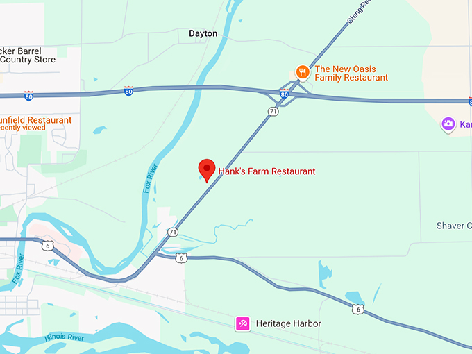 hank's farm restaurant map