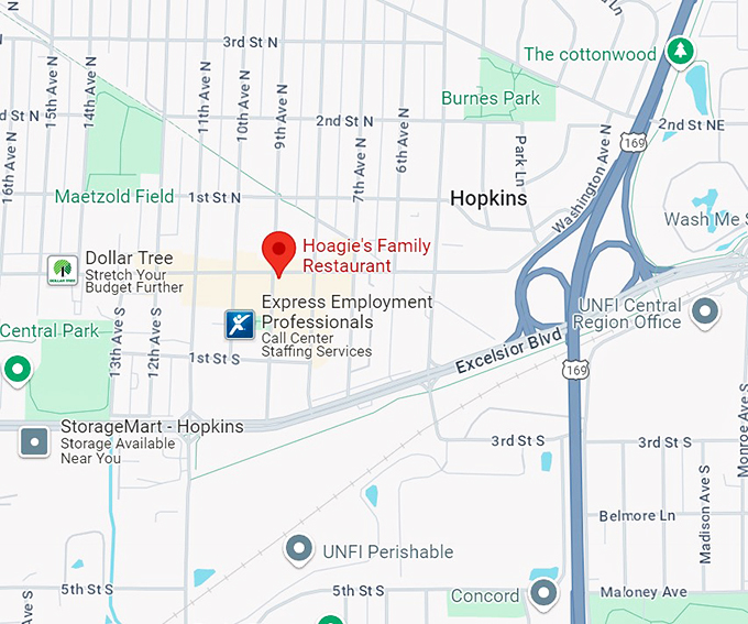 hoagie&rsquo;s family restaurant 10 map