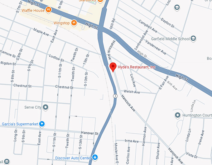 hyde's restaurant, inc. 10 map