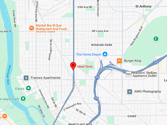 ideal diner 10 map