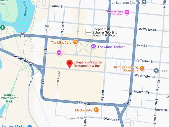 jalape&ntilde;o's mexican restaurante & bar 10 map